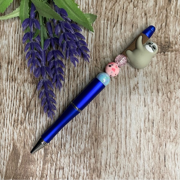 Hand Crafted | Office | Writing Pen Artisan Butter Panda Sloth Beaded ...